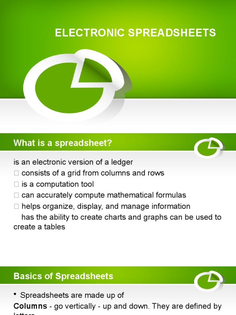 Electronic Spreadsheets | PDF | Chart | Spreadsheet