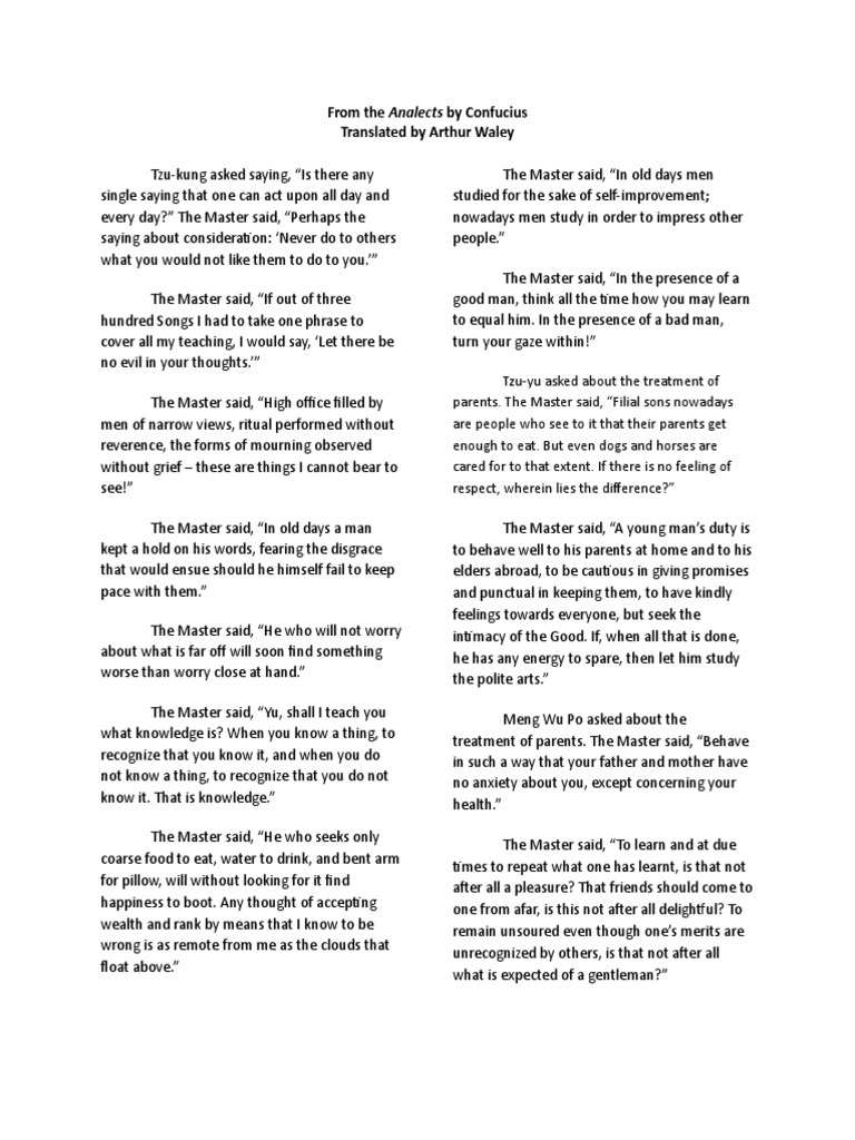 From The Analects by Confucius-1 | PDF