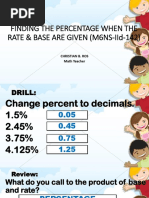 Math 6 DLP 47 - Finding The Rate or Percent When The Percentage and ...