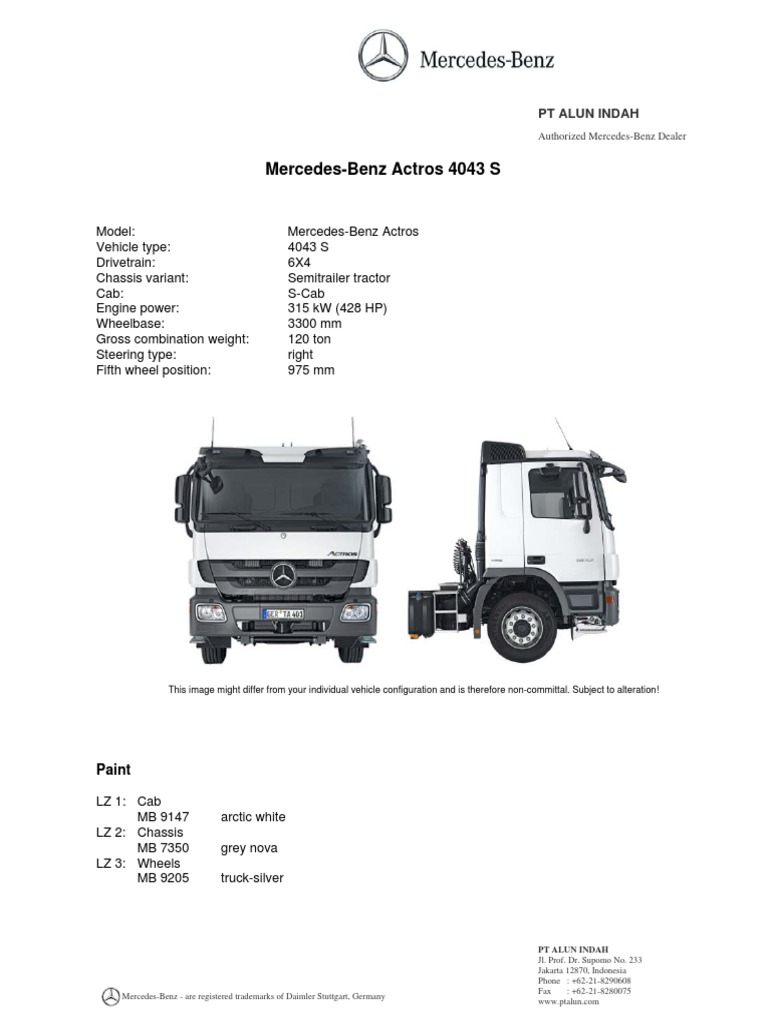 Actros 4043 S 6x4 33 (Full Spec.) | PDF | Mercedes Benz | Transmission ...