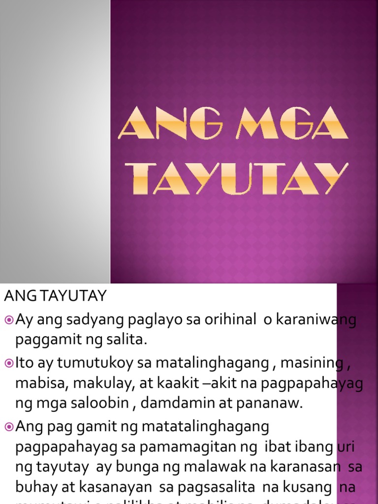 Ang Tayutay Sa Filipino 8 ..... | PDF