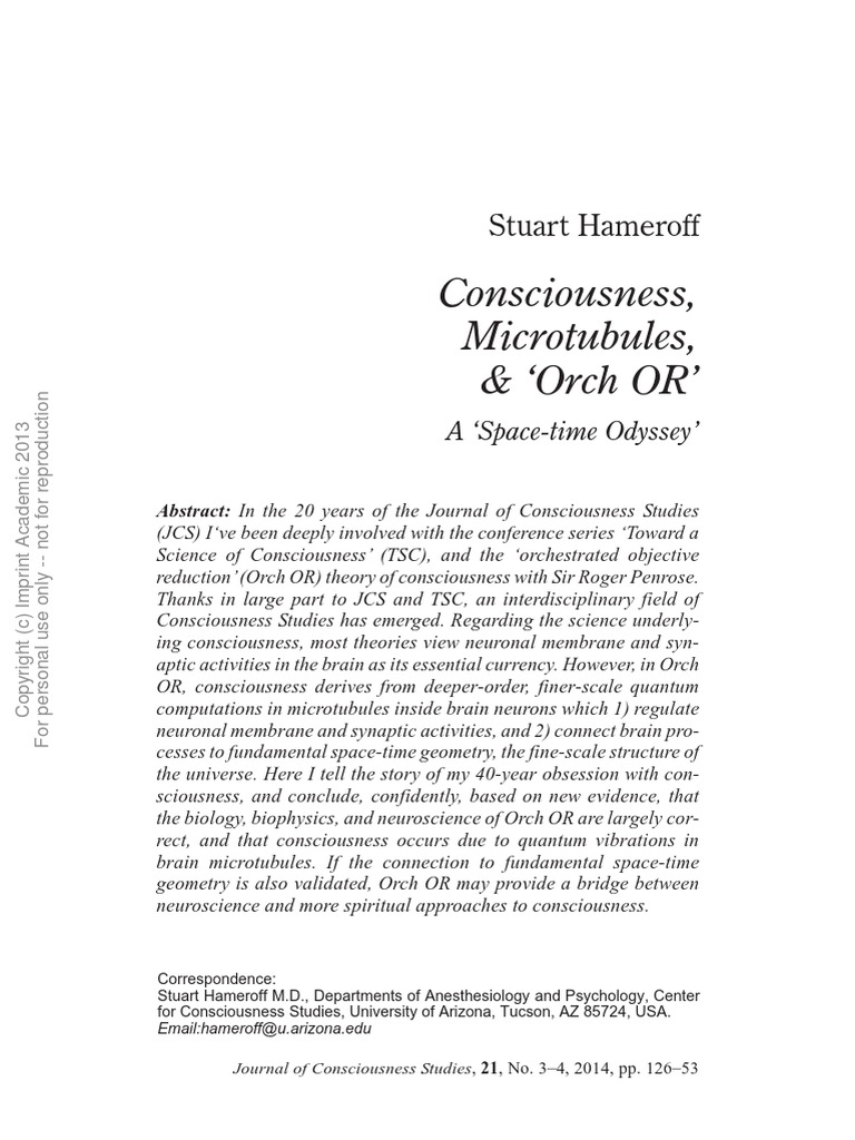 Consciousness, Microtubules, & Orch OR': Stuart Hameroff | PDF ...