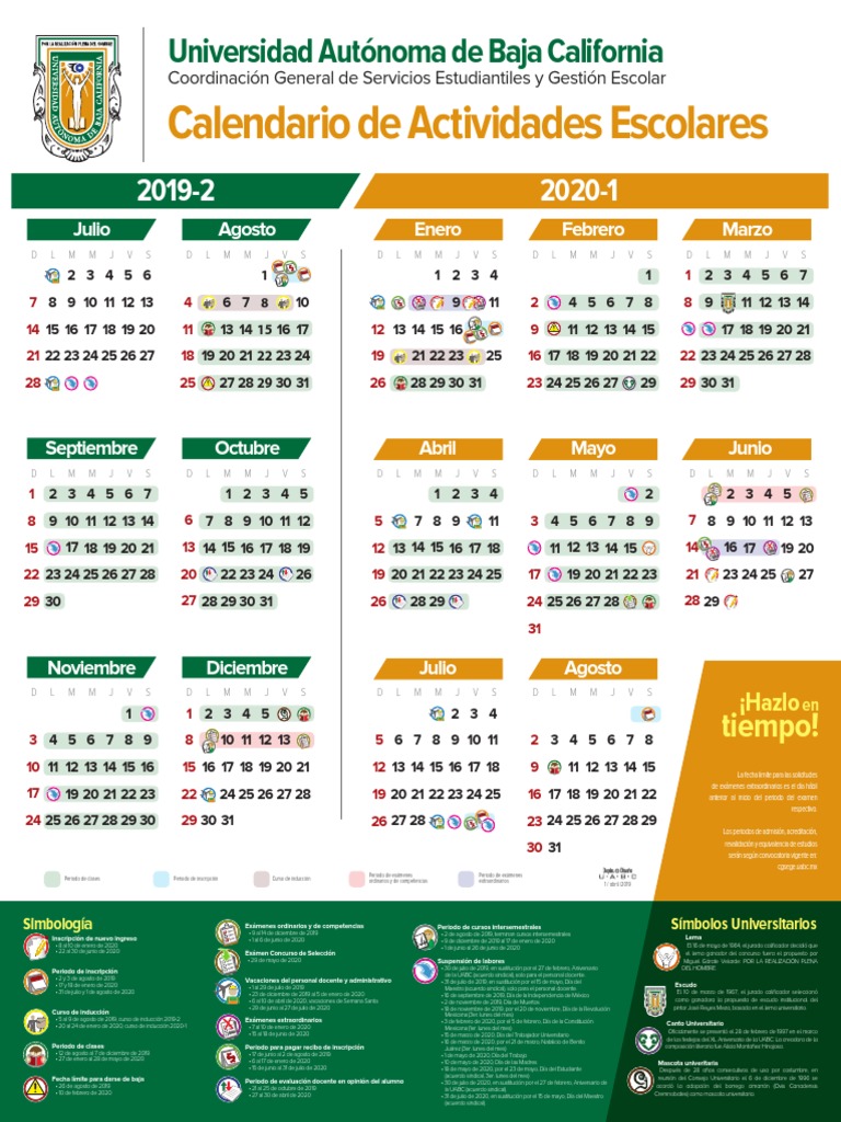 Calendario Actividades UABC 2019 A 2020 | PDF
