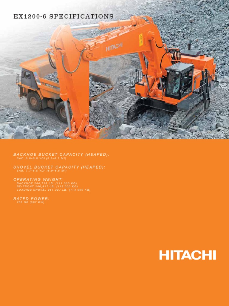 Ex1200-6 Specifications: Backhoe Bucket Capacity (Heaped) | PDF ...