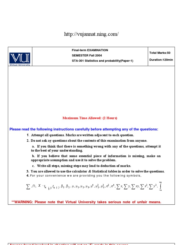 Sta301 Collection of Old Papers | PDF | Standard Deviation ...