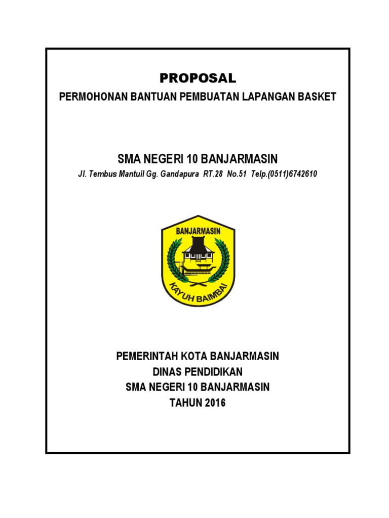 Proposal Pembuatan Lapangan Basket SMA 10 | PDF