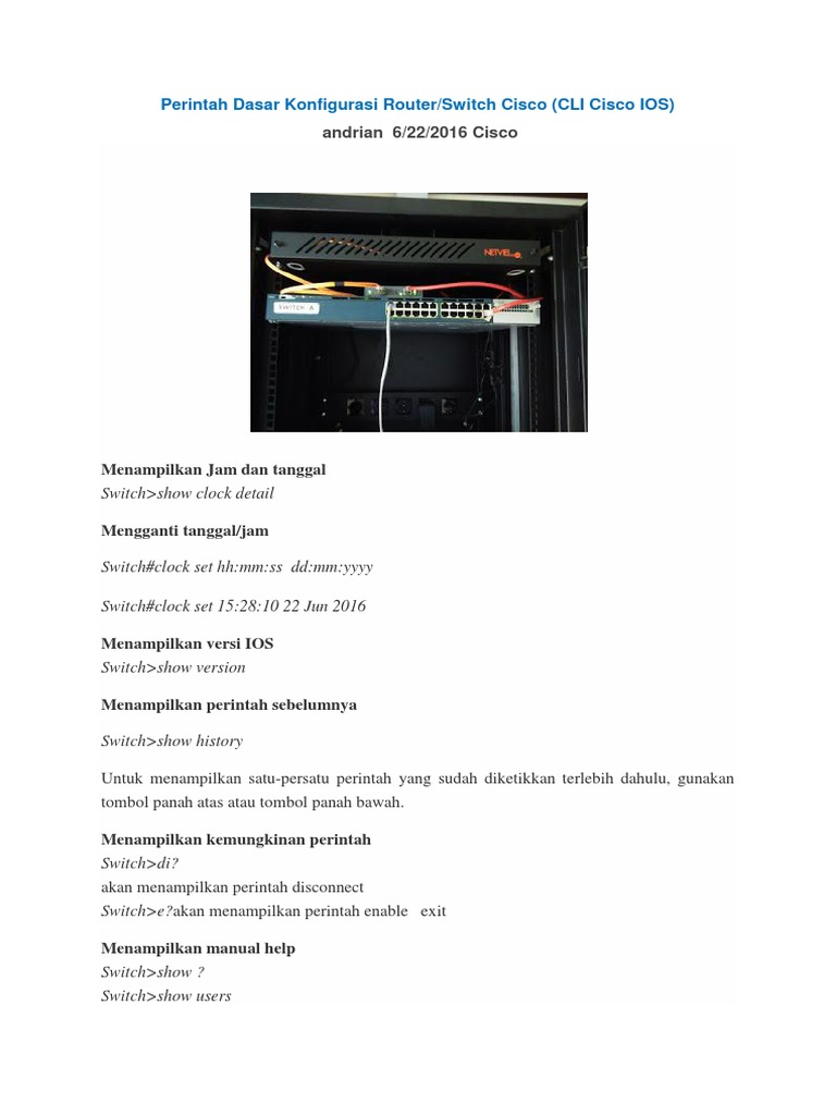 Perintah Dasar Konfigurasi Router | PDF