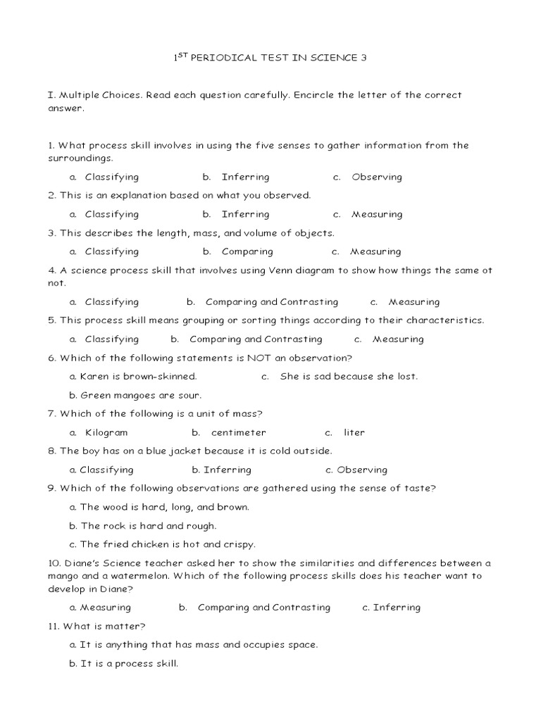 1st Periodical Test in Science 3 | PDF | Ice | Liquids