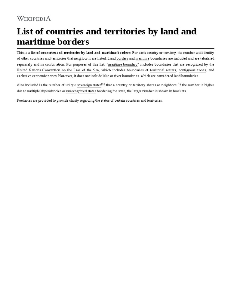 List of Countries and Territories | PDF | Territorial Waters ...