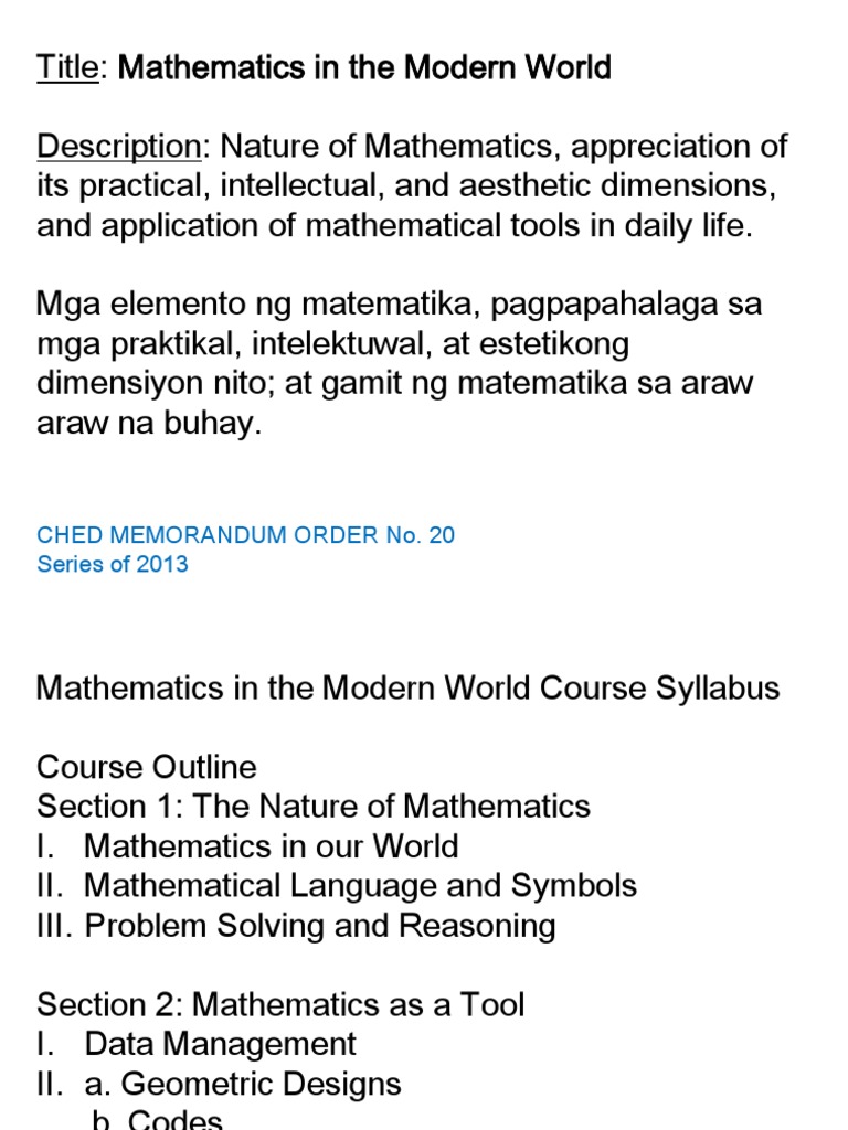 Section 1 The Nature of Mathematics Part 1 Mathematics in Our World ...