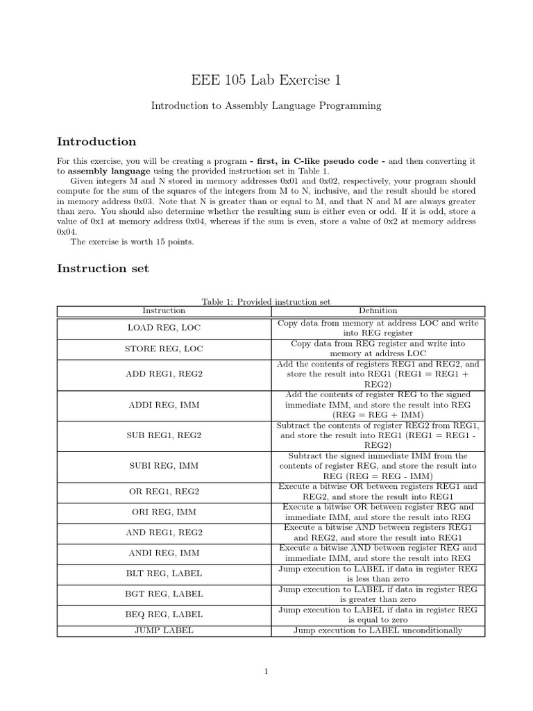 Computer Organization Lab 1 | PDF | Computer Memory | Assembly Language