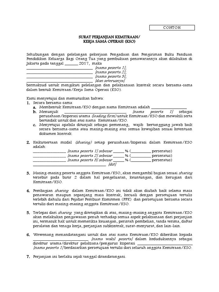 Contoh Dok. Perjanjian KSO | PDF