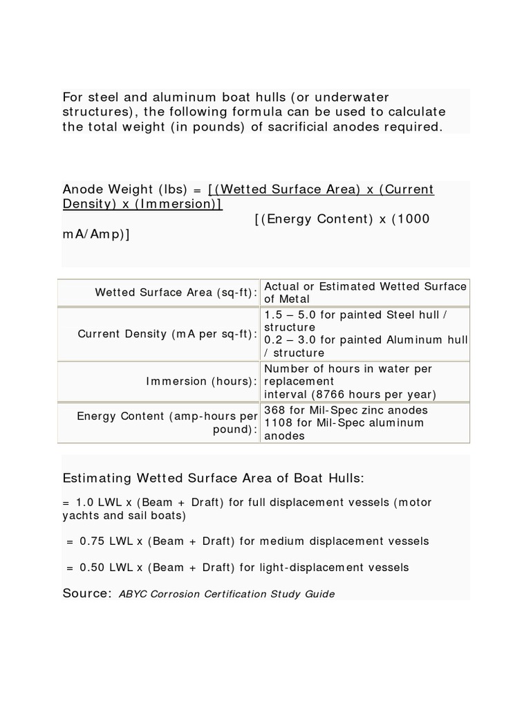 Anoda Catodhic Calculation | PDF | Anode | Hull (Watercraft)