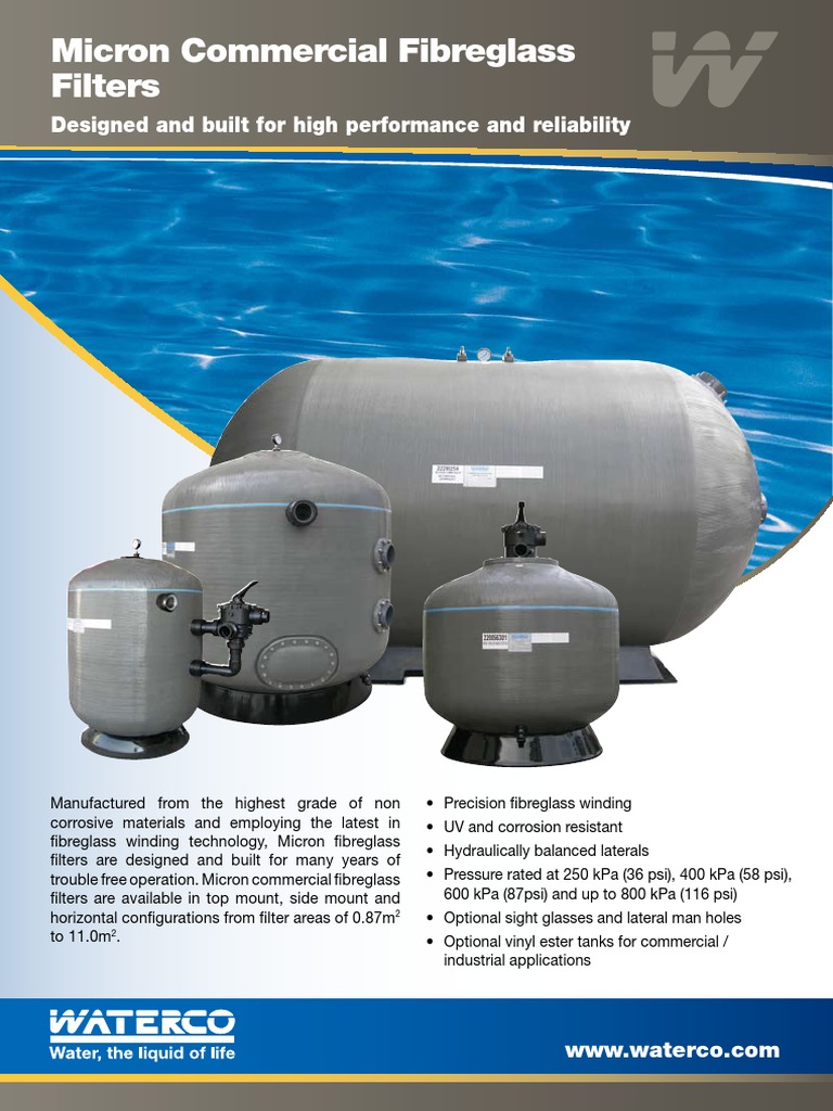 Filter Waterco 1050 | PDF | Fiberglass | Filtration