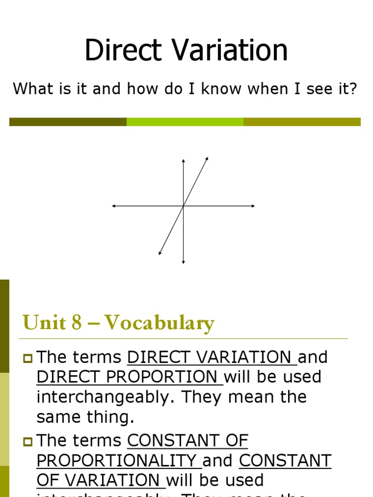 Direct Variation | PDF | Variable (Mathematics) | Equations