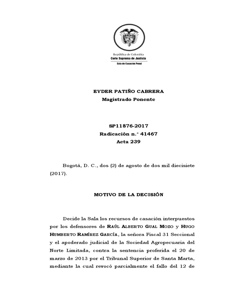 SP11876-2017 (41467) Perturbacion A La Posesion | PDF | Caso de ley ...