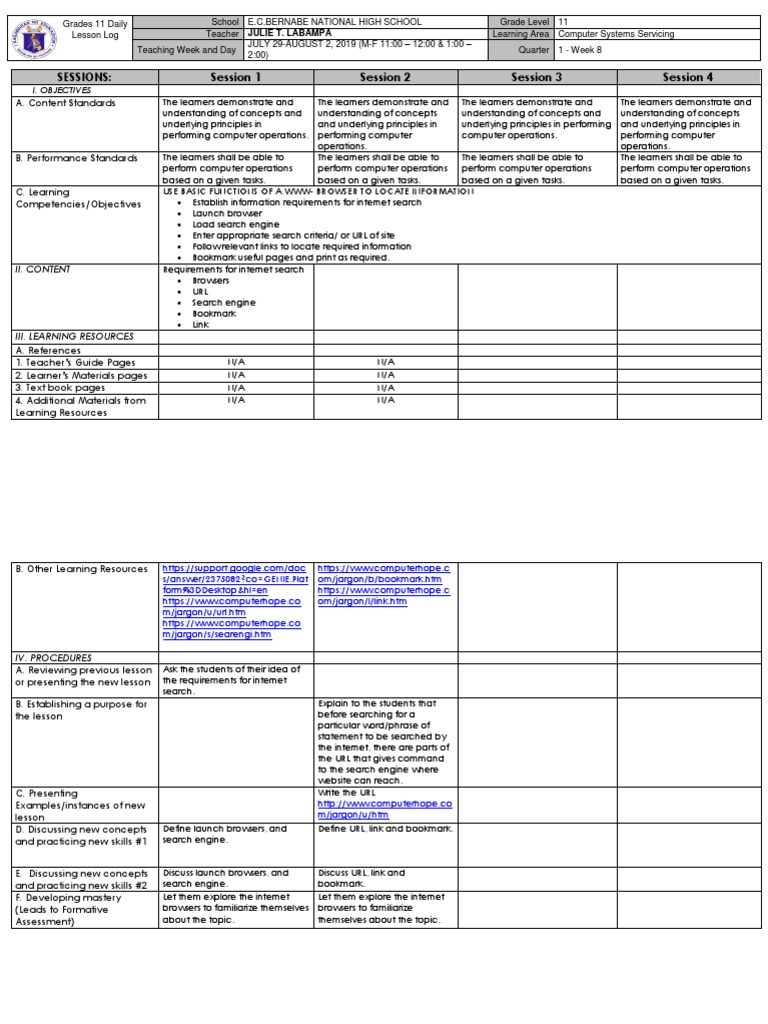 Sessions: Session 1 Session 2 Session 3 Session 4: A. Content Standards ...
