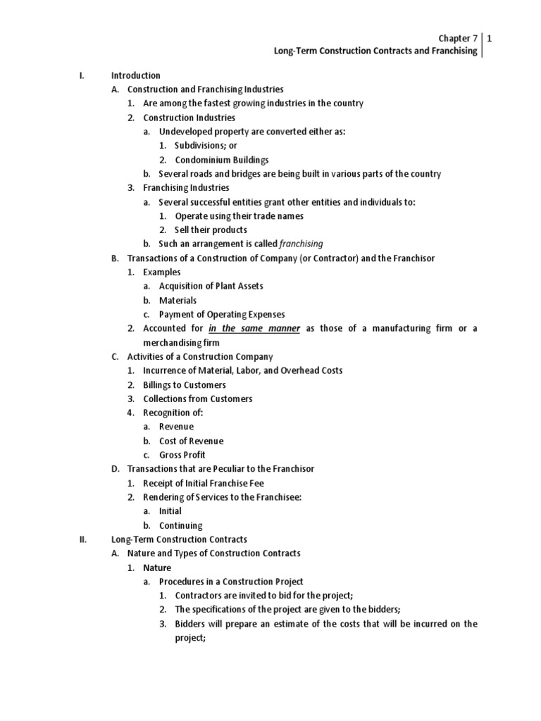 Long-Term Construction Contracts Overview | PDF | Franchising | Debits ...
