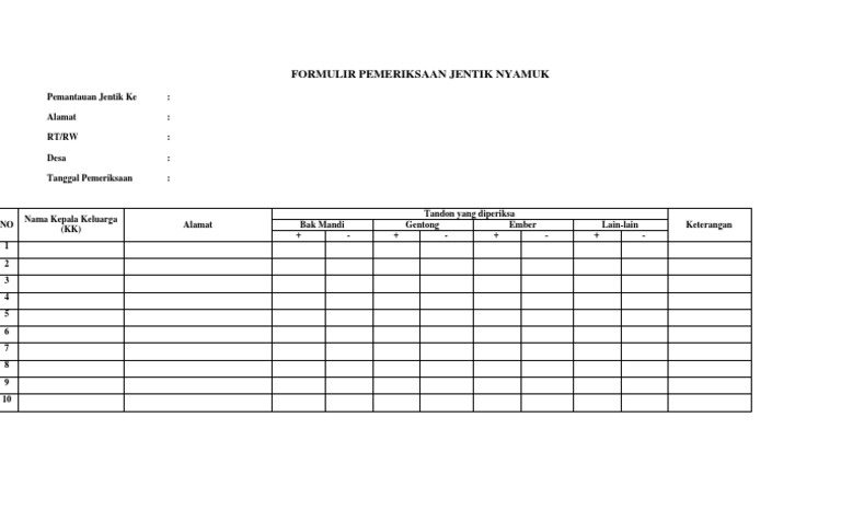 Form Jentik Nyamuk | PDF