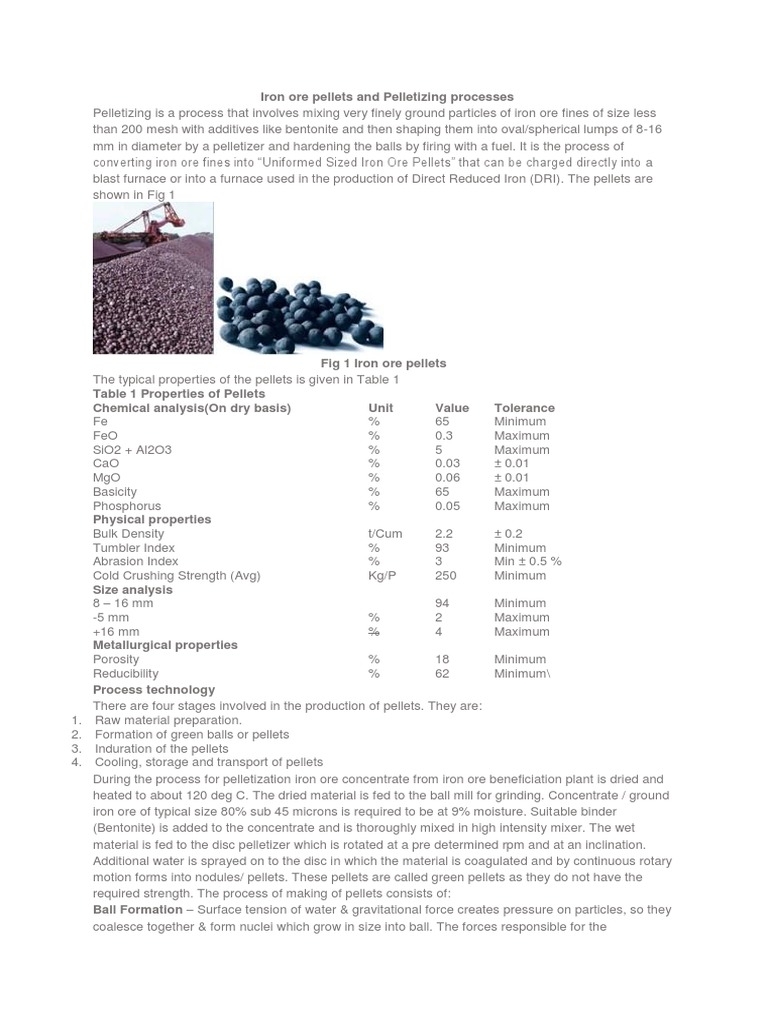 Iron ore pellets and Pelletizing processes | Iron Ore | Iron