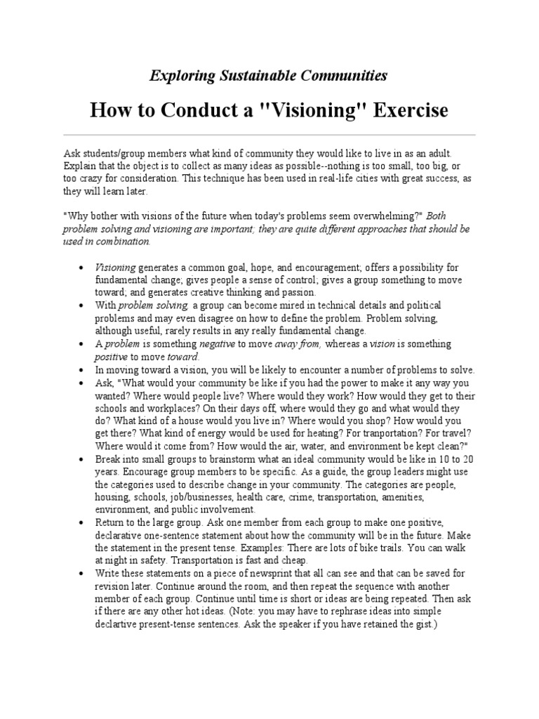 Visioning for Sustainable Communities | PDF | Community | Creativity