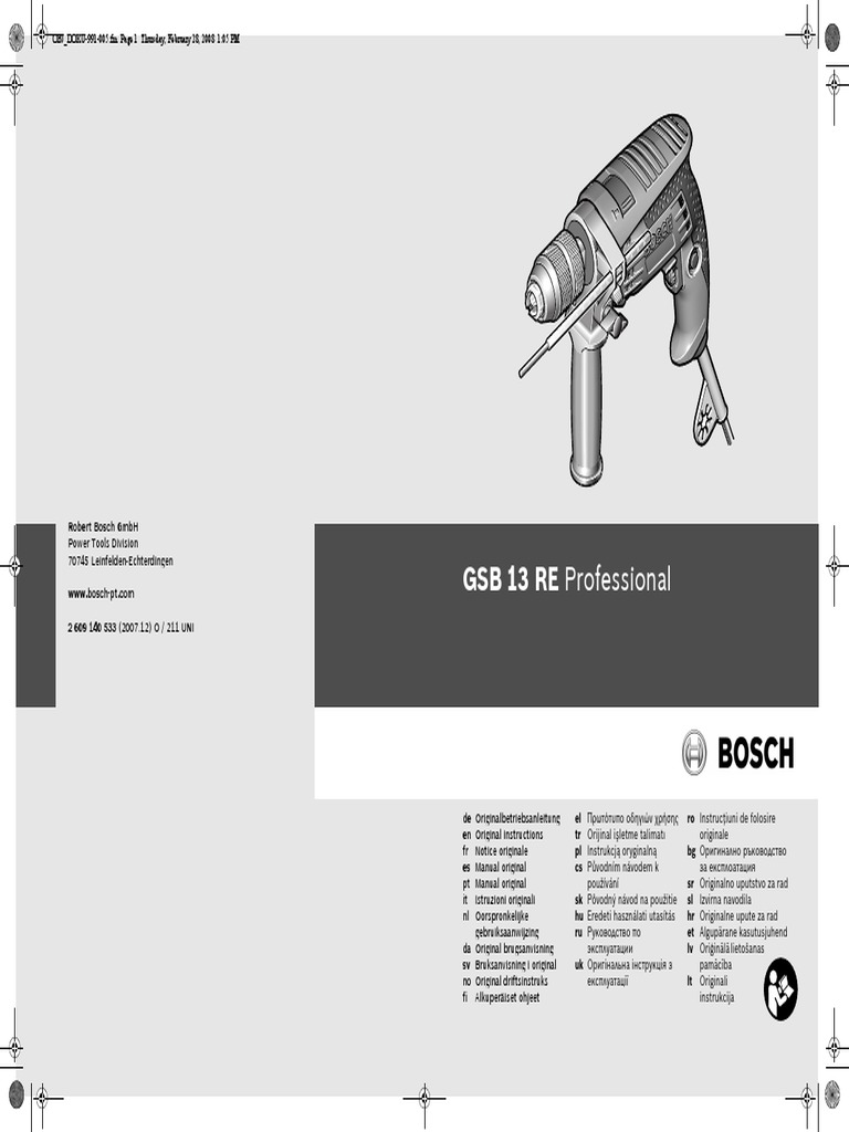 Bosch GSB 13RE | PDF | Drill | Switch
