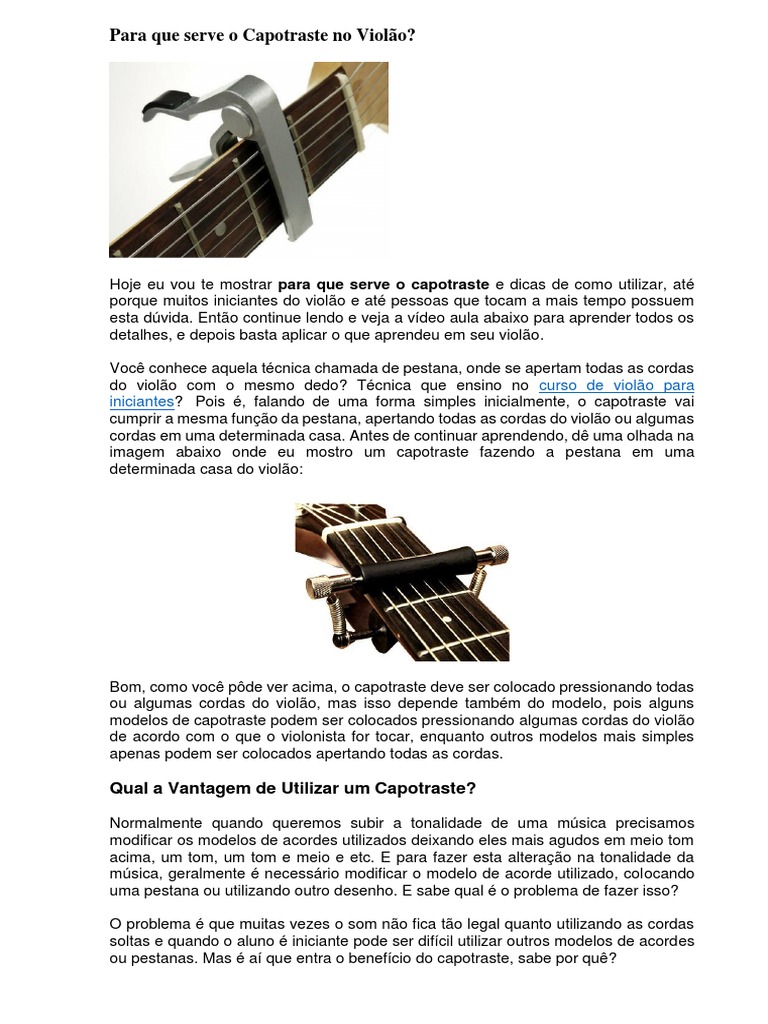 Para Que Serve o Capotraste No Violão | PDF | Violão clássico ...