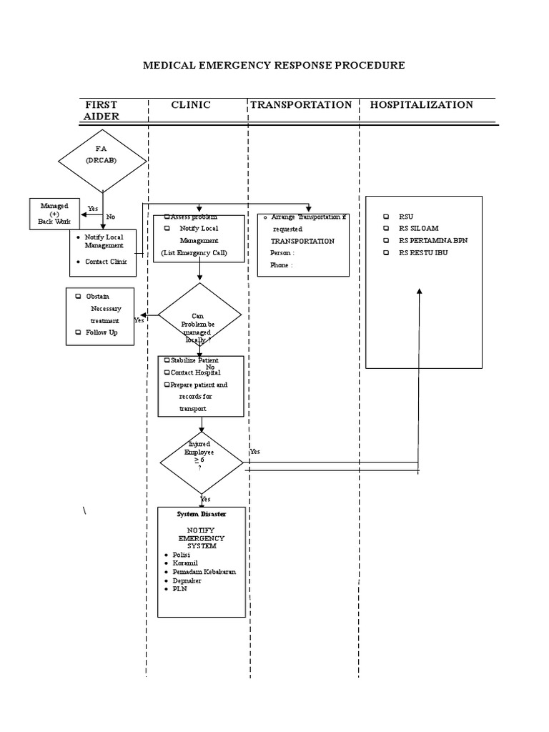 Flow-Chart Medical Emergency Plan | PDF