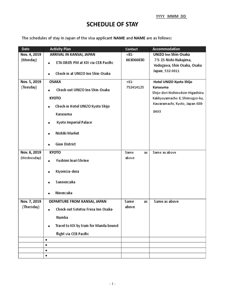 Daily Schedule Japan | PDF | Kyoto