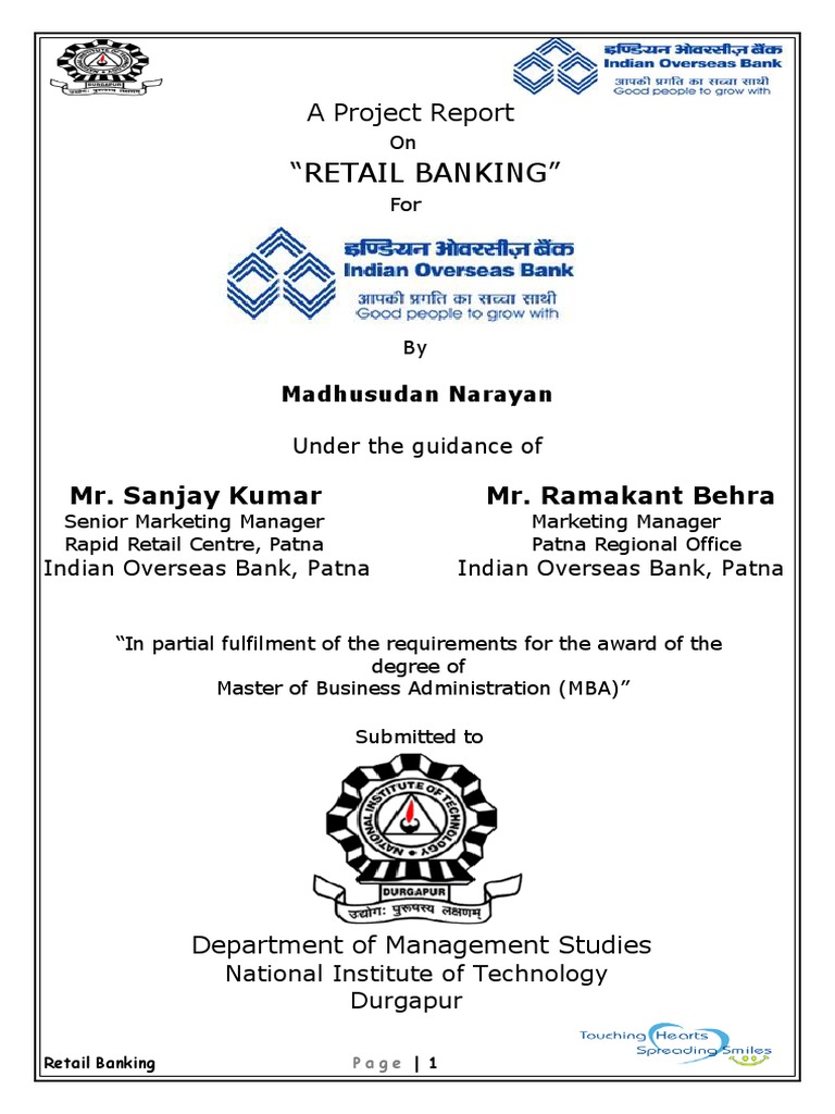 Retail Banking A Project Report Pdf Banks Retail