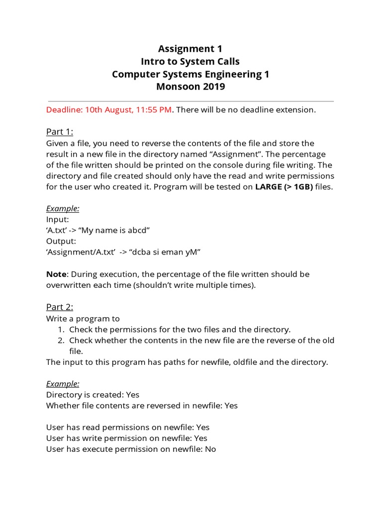 Assignment Syscalls In C Pdf Directory Computing Computer File