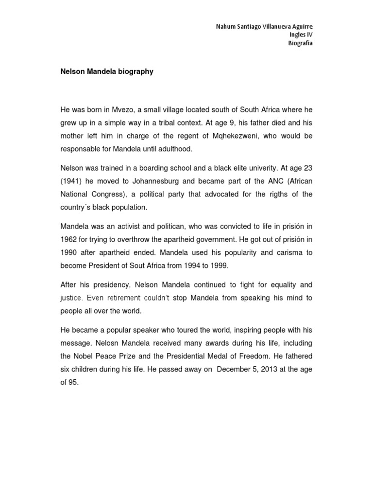 Nelson Mandela Biography | PDF