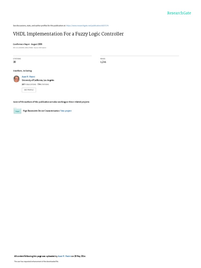 VHDL Implementation For A Fuzzy Logic Controller: August 2006 | PDF | Hardware Description ...