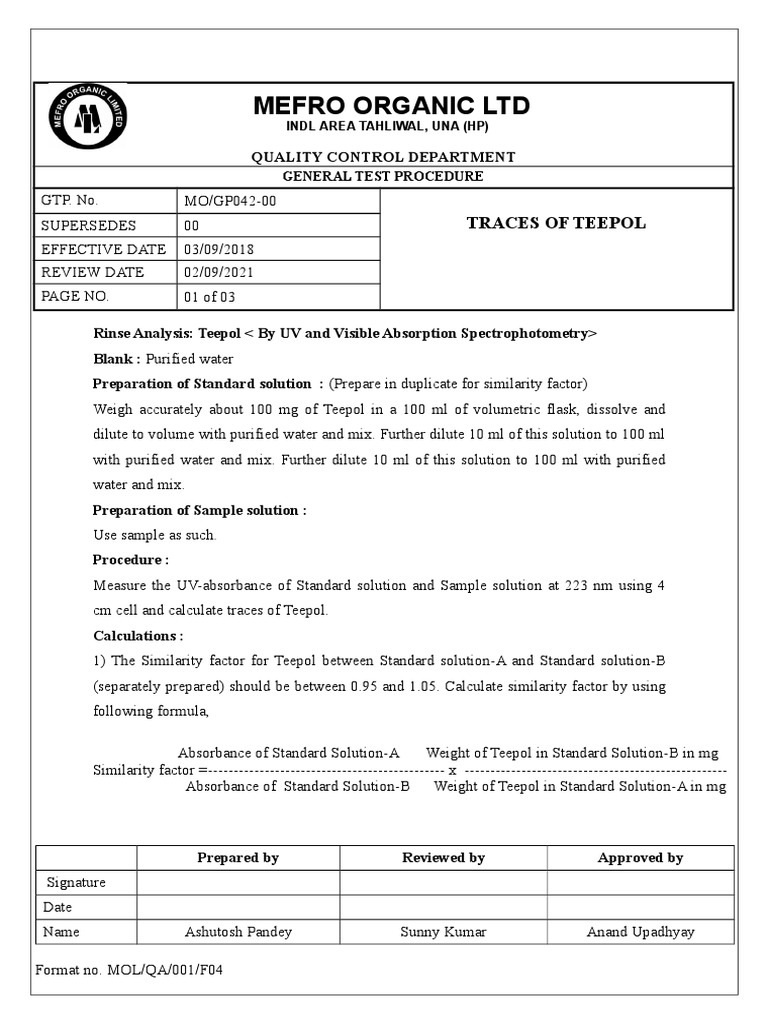 42 Traces of Teepol | PDF | Spectrophotometry | Analytical Chemistry