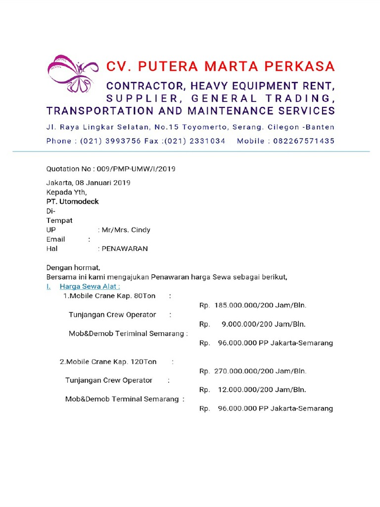 Contoh Quotation | PDF