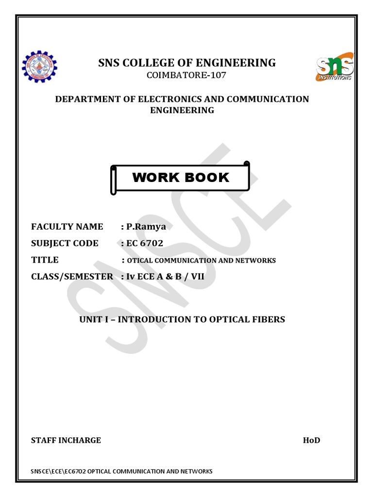 OCN Worksheet I-V Unit | PDF | Dispersion (Optics) | Optical Fiber