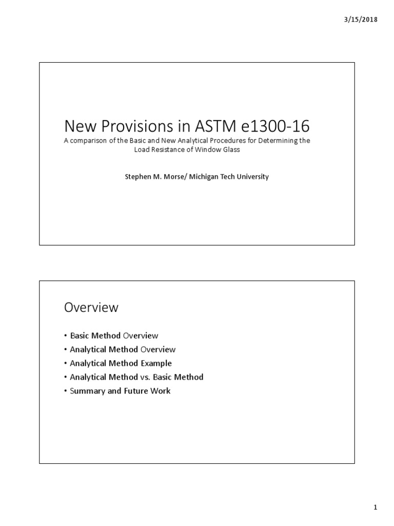 New Provisions in Astm E1300-16 - S.morse | PDF | Stress–Strain ...