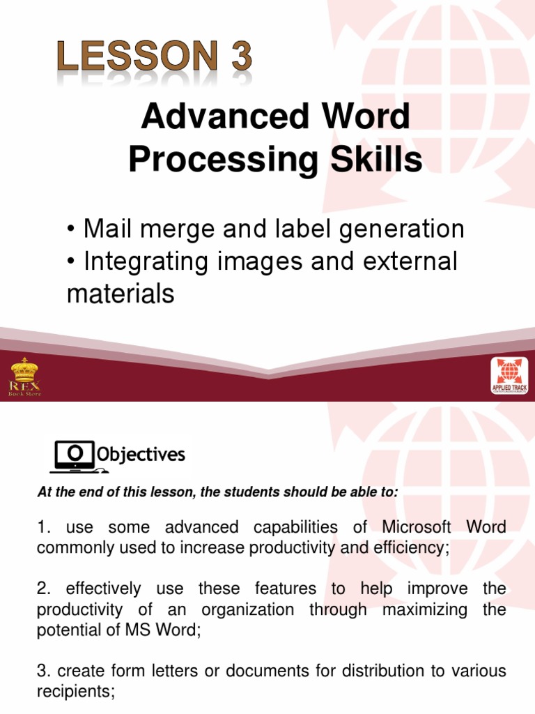 Advanced Word Processing Skills: - Mail Merge and Label Generation ...