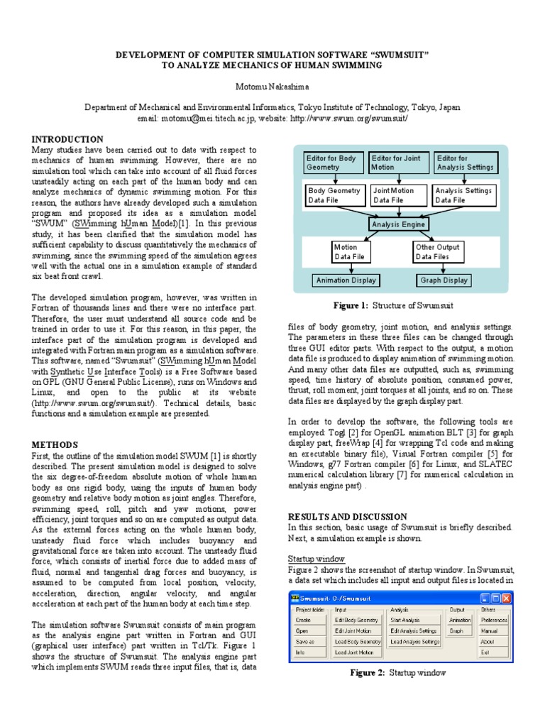 DEVELOPMENT OF COMPUTER SIMULATION SOFTWARE "SWUMSUIT | PDF | Computer Simulation | Graphical ...