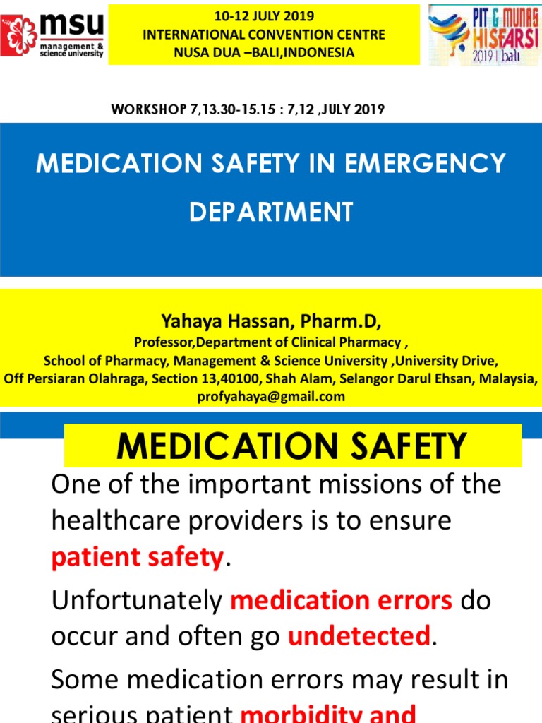 Medication Safety in Emergency Department: Yahaya Hassan, Pharm.D | PDF ...