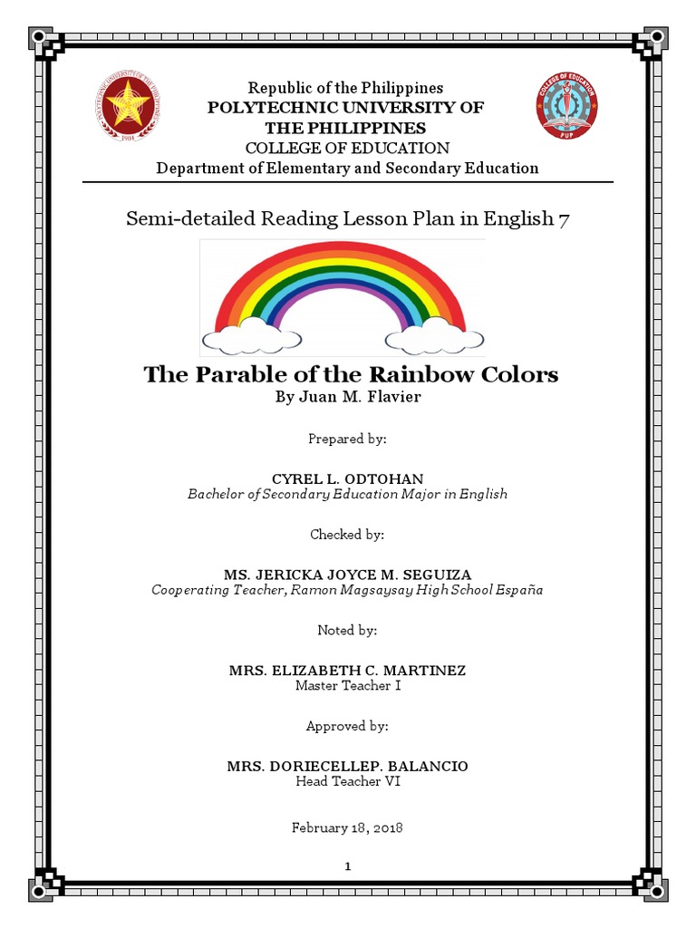 Parable of the Rainbow Colors | Color | Classroom