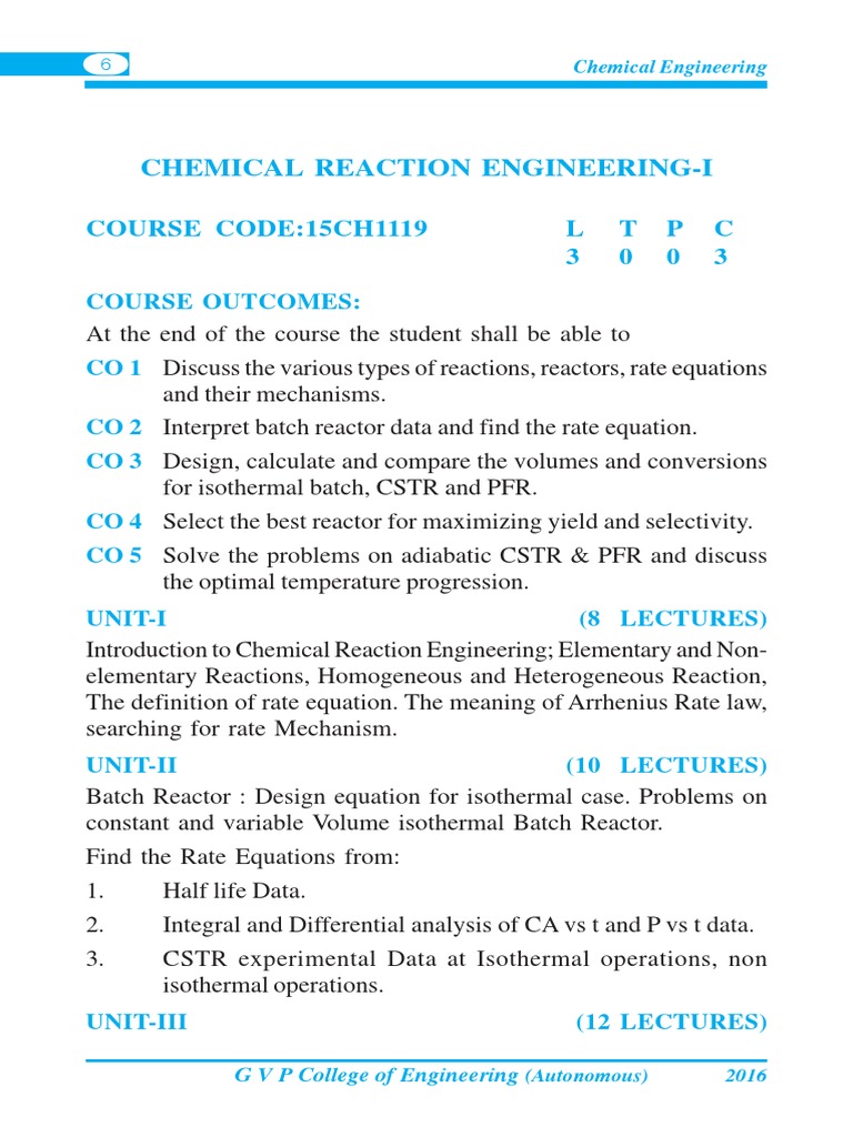 Chemical Reaction Engineering Fundamentals | PDF | Chemical Reactor ...