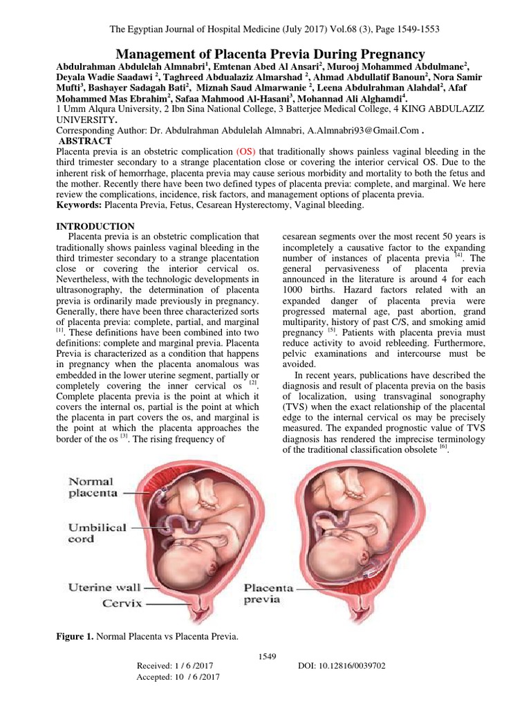 Management of Placenta Previa During Pregnancy | PDF | Caesarean ...