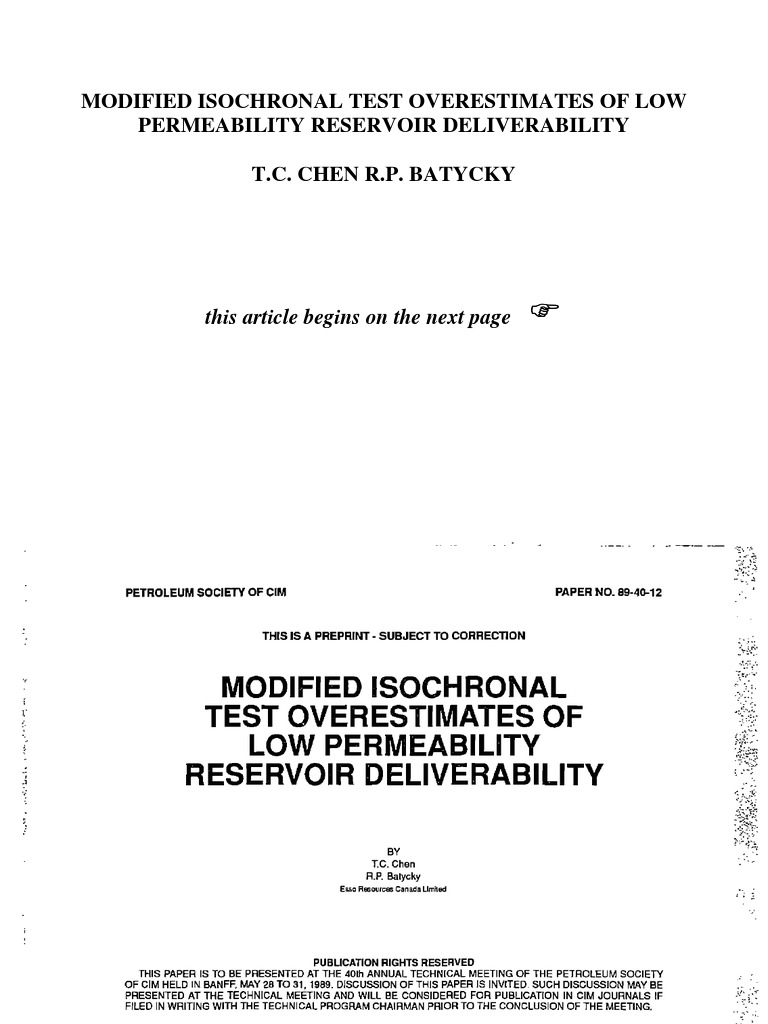 Modified Isochronal Test Overestimates of Low Permeability Reservoir ...