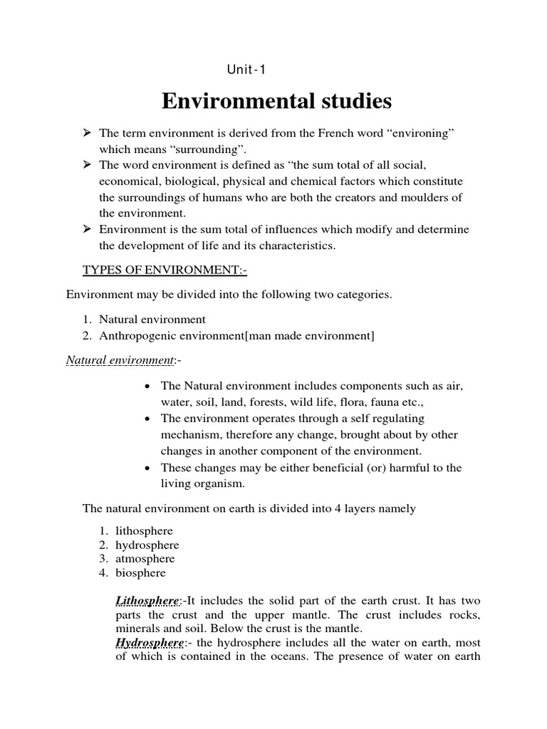 Multidisciplinary Nature of Environmental Studies | PDF | Natural ...
