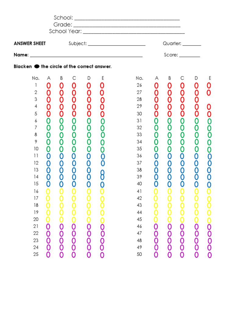 CEFR Answer Sheet Template | PDF