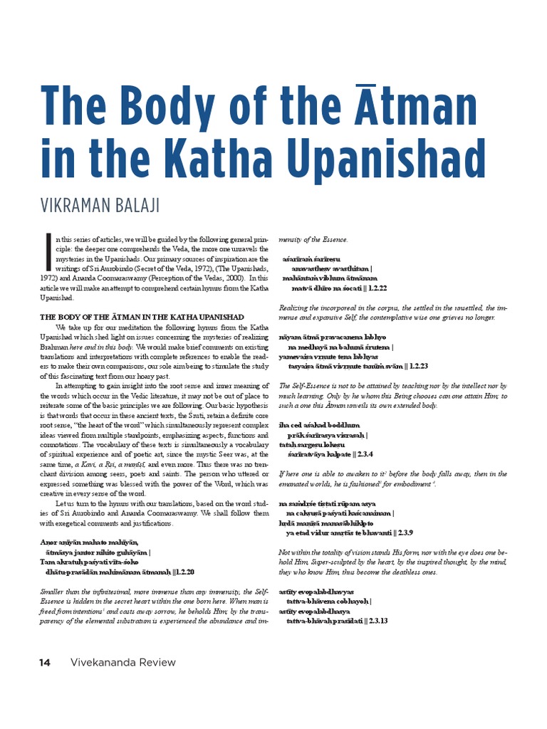 The Body of The Atman in The Katha Upanishad | PDF | Ātman (Hinduism ...