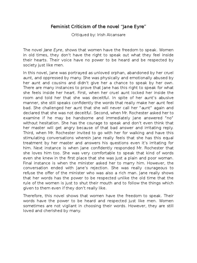 Feminist Analysis of Jane Eyre | PDF