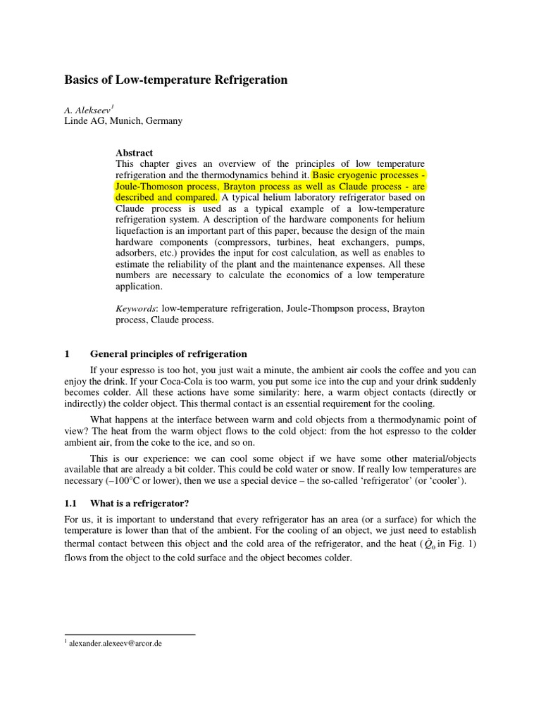 Basic of Refrigeration Process | PDF | Cryogenics | Enthalpy