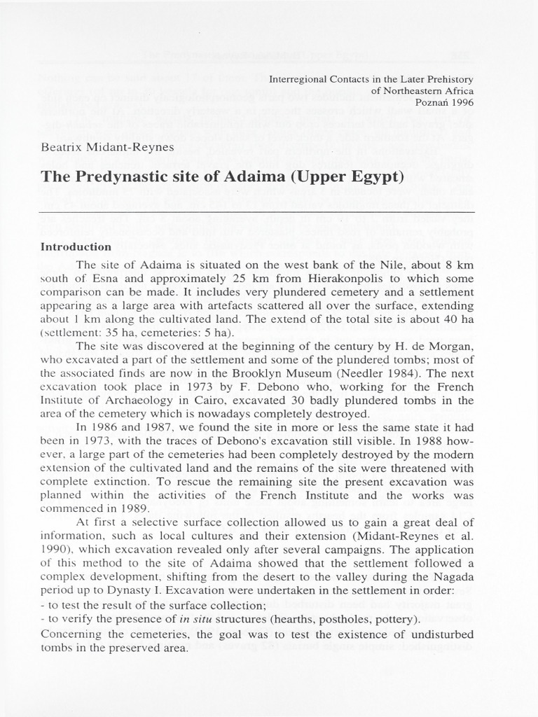 The Predynastic Site of Adaima (Upper Egypt) | PDF | Burial ...
